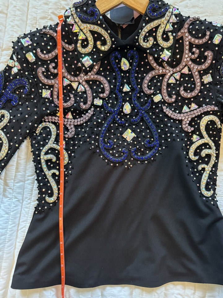 Women’s Western Stretch Showmanship Shirt. Black Based. Blingy ...