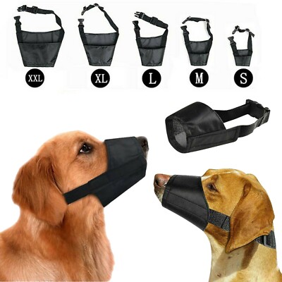 Dog Safety Muzzle Biting Barking Chewing Control Adjustable Nylon Small ...