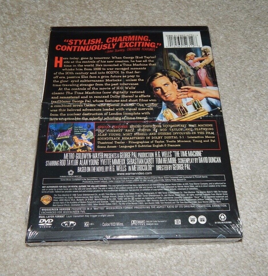 THE TIME MACHINE DVD NEW SEALED ORIGINAL RELEASE HG WELLS GEORGE PAL | eBay