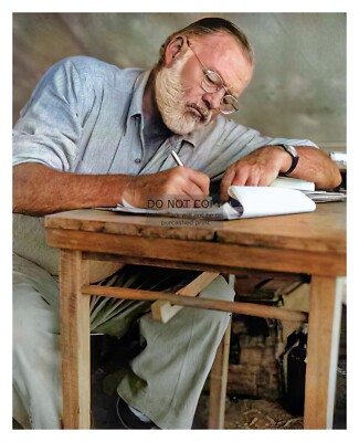ERNEST HEMINGWAY WRITING IN NOTEPAD 8X10 COLOR PHOTO | eBay