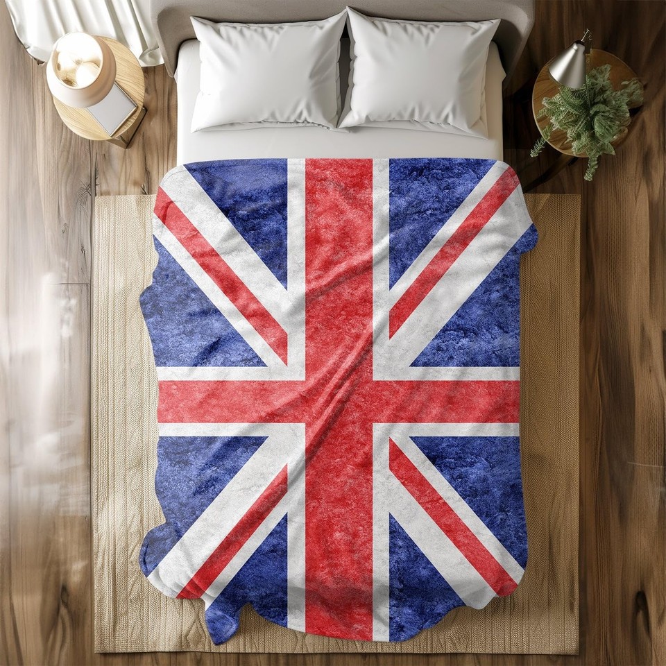 Vintage Union Jack Blanket UK Flag Design Throw - Cozy Travel Home ...