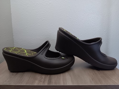 Crocs Shoes Women’s 10 Brown Frances Wedge Sandals Slip On With Cute ...