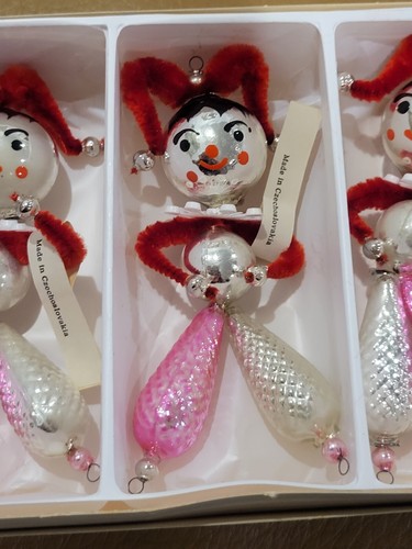 Vintage Wiggle Man Men Set of 6 Glass Christmas Ornaments Pink Czech | eBay