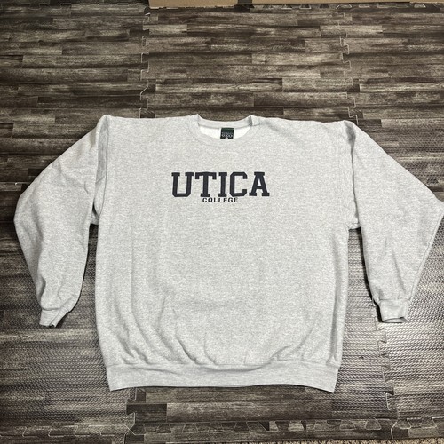 Vintage 90s Utica College Crewneck Sweatshirt XL Grey USA Made VTG NCAA ...
