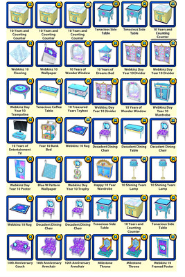 Webkinz Classic 10 yr theme Virtual Items , retired | eBay