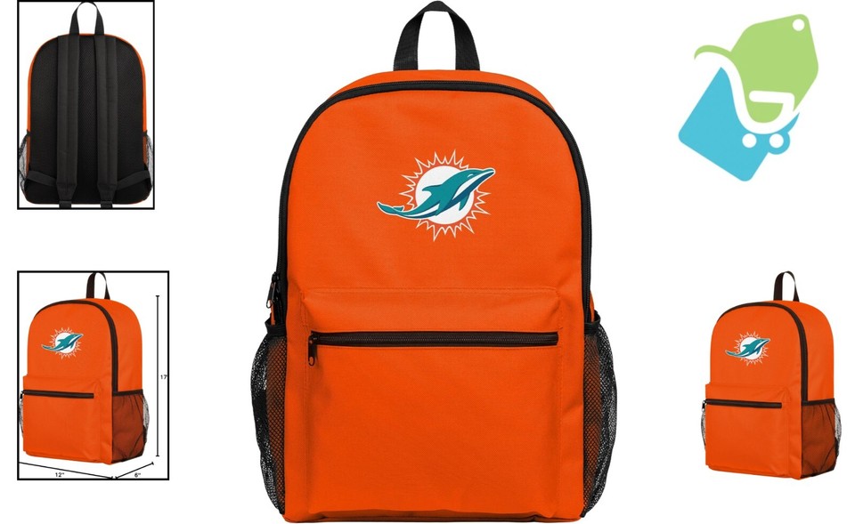 Official Miami Dolphins Water-Resistant Backpack with Laptop Sleeve ...