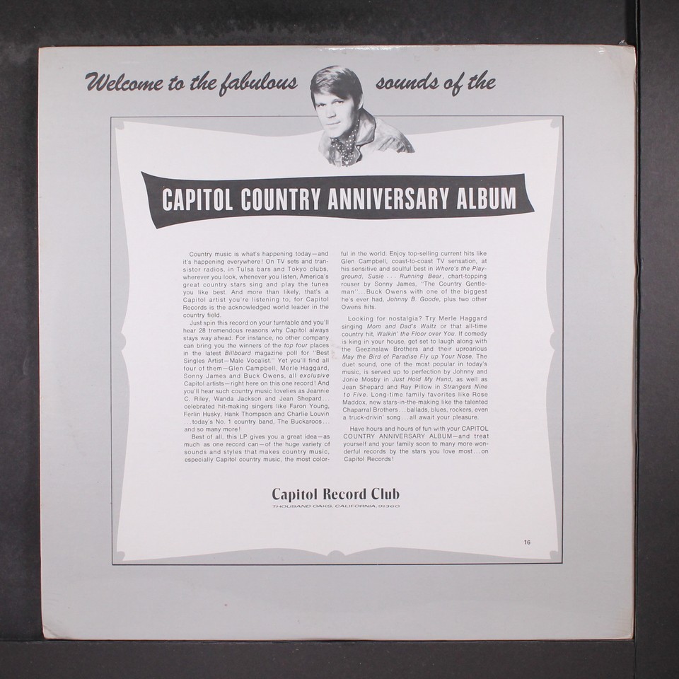 VARIOUS: capitol country anniversary album CAPITOL 12" LP 33 RPM Sealed ...