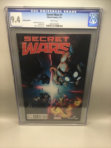 Secret Wars #1 CGC. 9.4 White Pgs.! 2015 “Hastings” Variant! Minor ...