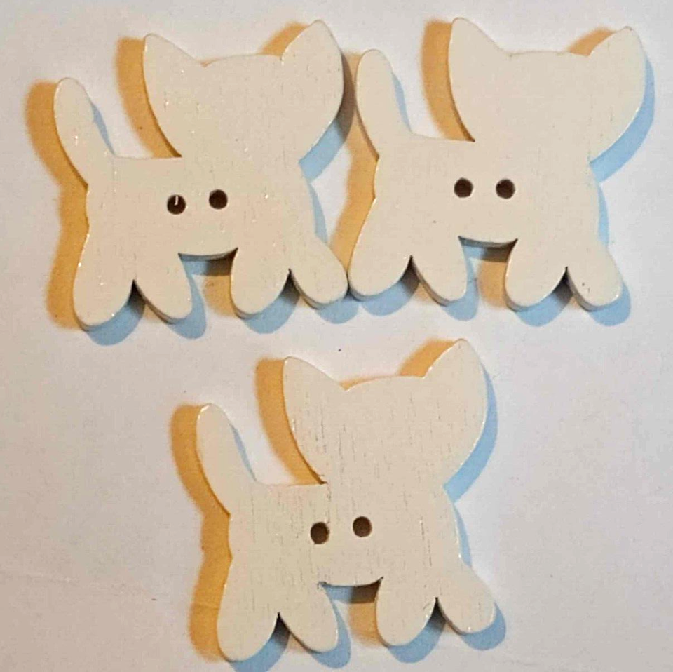 3 Yellow Cat Kitten Sewing Buttons Crafting Wood 2 Hole 7/8" | eBay