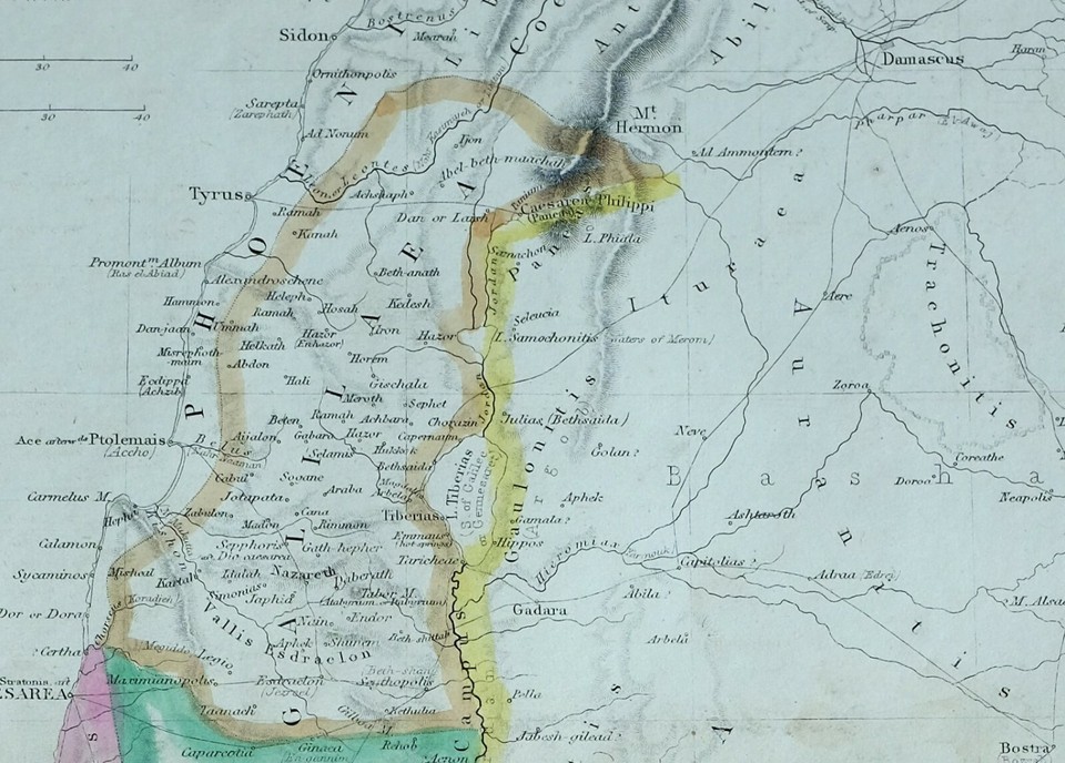 1856 ANCIENT MAP PALAESTINA PALESTINE JUDAEA JERUSALEM BEZETHA SAMARIA ...