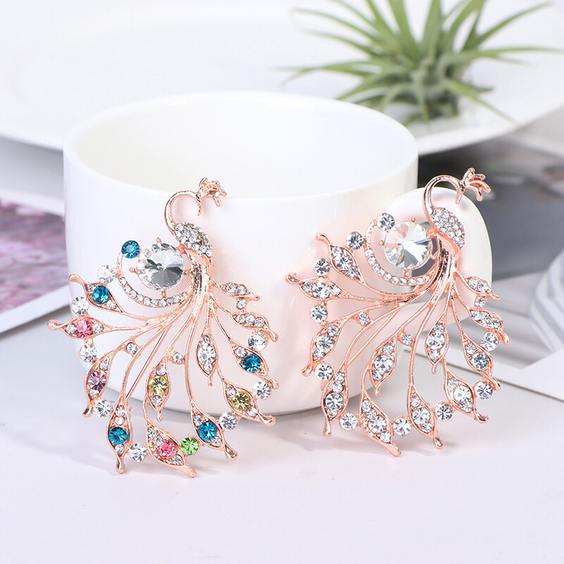 1Pc Rhinestone Peacock Brooches for Women Office Casual Clothes Brooch ...