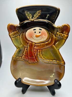 VINTAGE Ceramic Snowman Spoon Rest Candy Dish, 6 3/4" t x 4 3/4 w | eBay