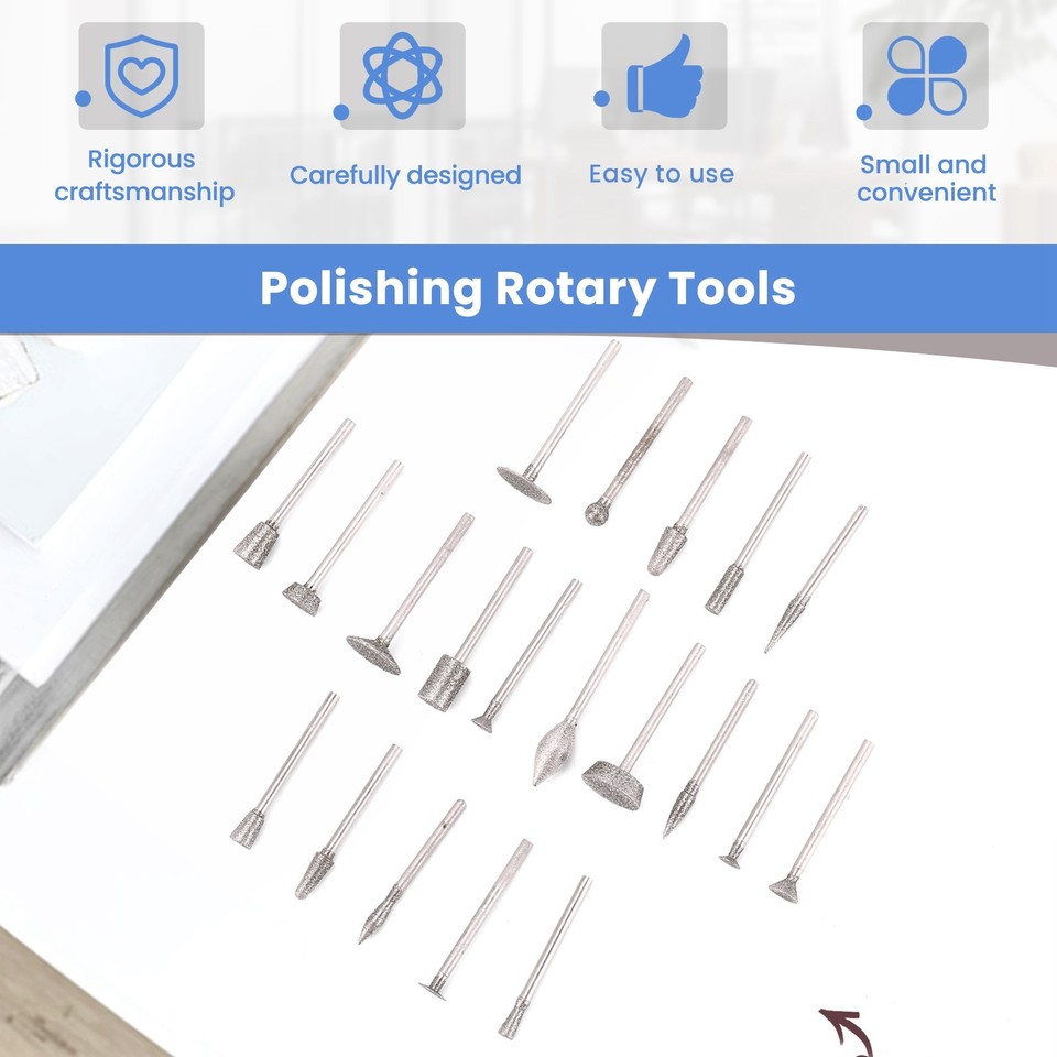 Stone Carving Set Burr Bits,20PCS Polishing Kits Rotary Tools4685 ...