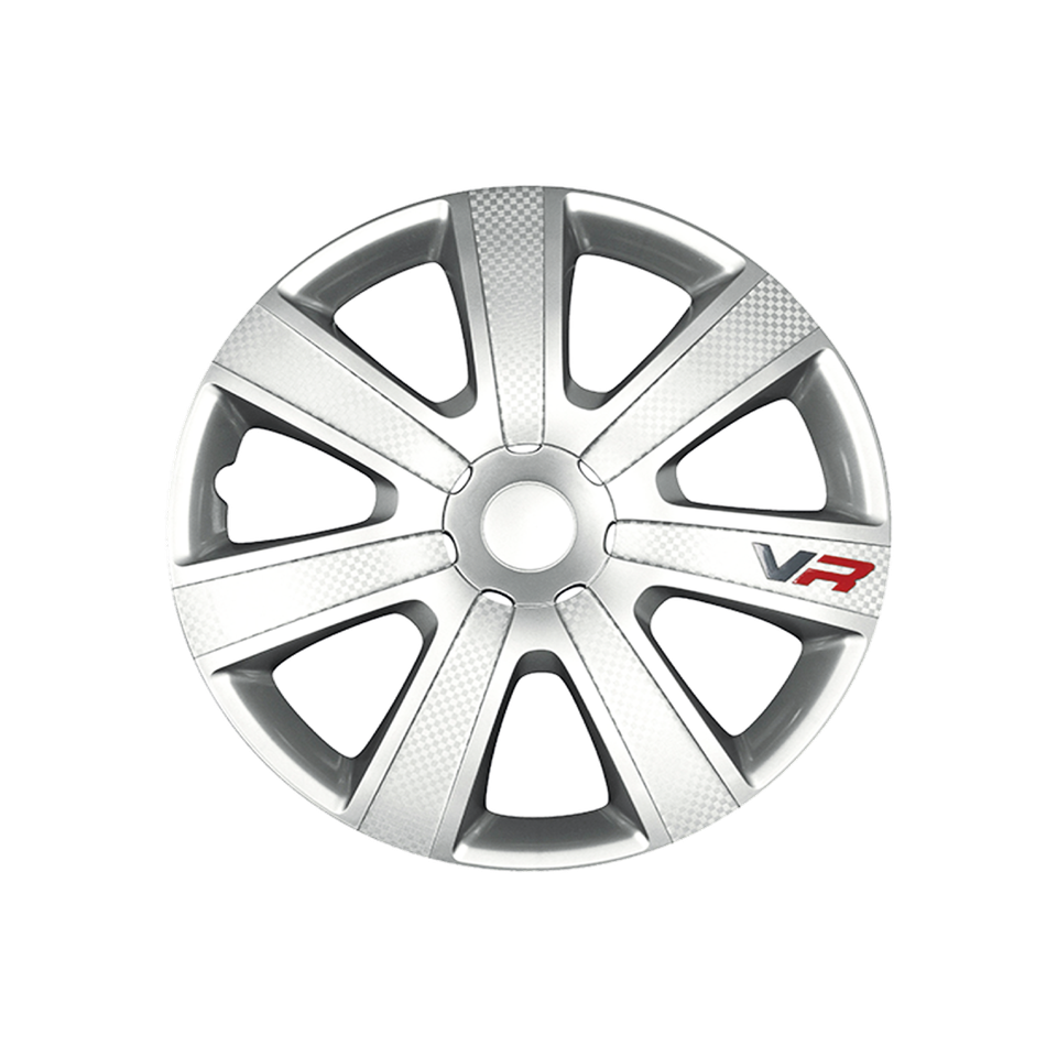 4 x 16" Alloy Look Grey VR Carbon Effect MultiSpoke Wheel Trims Hub ...