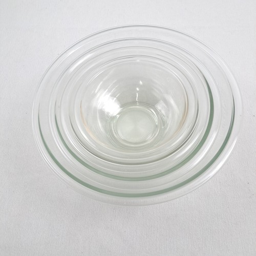 PYREX Clear Glass 4 Round Mixing Bowls Nested Matching Set ...