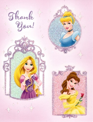 Walt Disney Princess Cinderella Belle Elsa Thank You Note Cards - Set ...