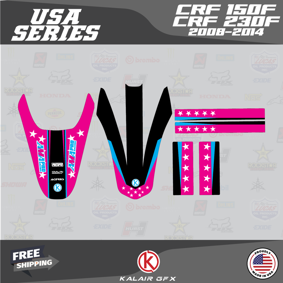 Graphics Kit for HONDA CRF150F CRF230F (2008-2014) Usa Series - Magenta ...