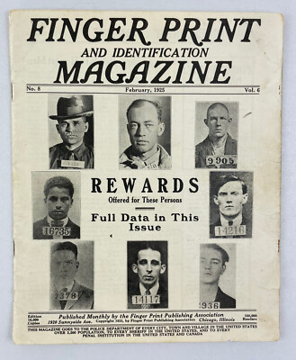 Finger Print and Identification Magazine, February 1925, Vintage Law ...