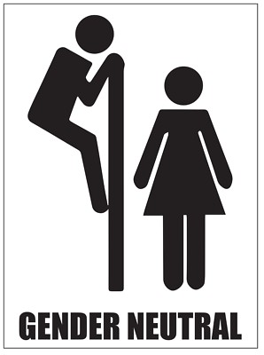 GENDER NEUTRAL STICKER SIGN for changing rooms, toilets, doors walls ...