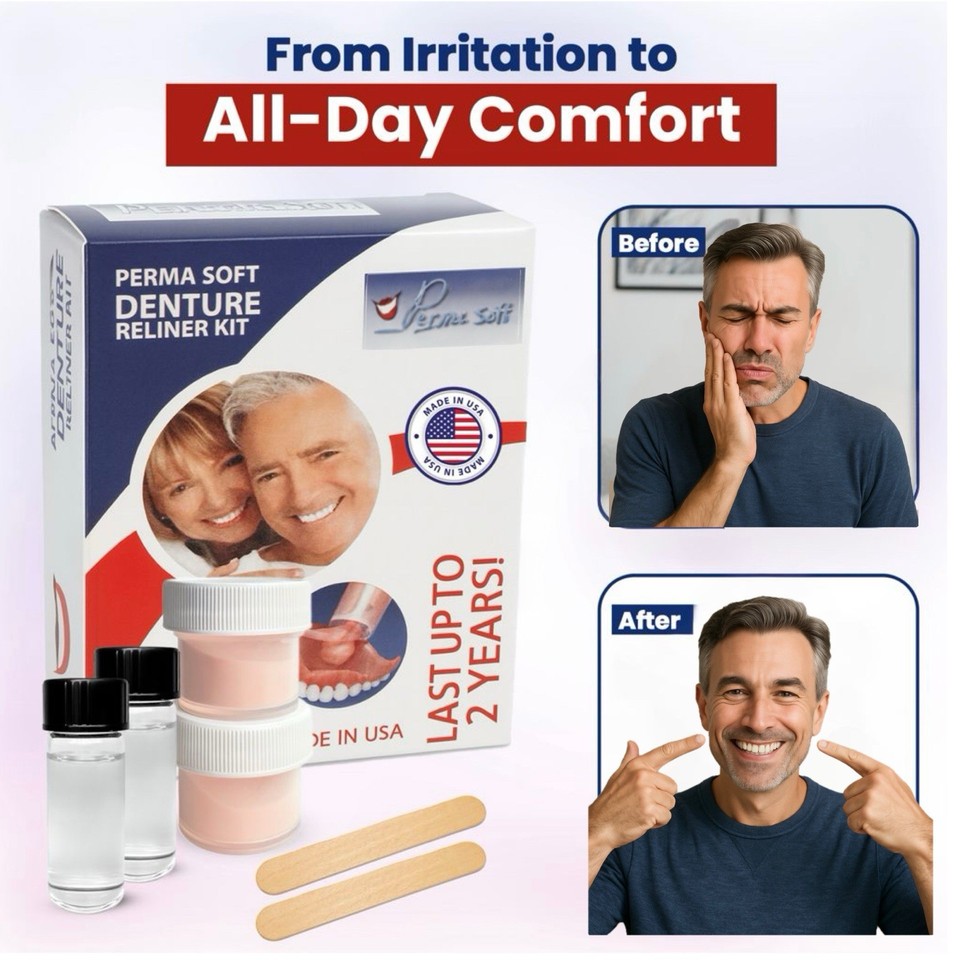 Perma Soft Reline Kit 2 Pack-Semi-Soft Cushion-4 Reliners Upper/Lower ...