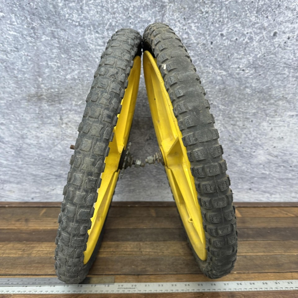 Vintage Troxel Trakmaster BMX Mag Wheel Set 20 Inch Yellow Bendix ...