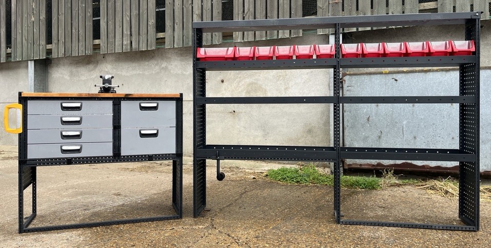 VAN RACKING SHELVING DRAWERS DRAWS LIN BINS WORKTOP VICE TEVO BOTT H ...