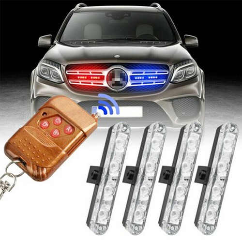 16 LED Car Red/Blue Police Strobe Flash Light Truck Dash Warning Lamps ...
