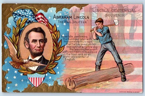 Nash Artist Signed Postcard Abraham Lincoln The Rail Splitter Embossed ...