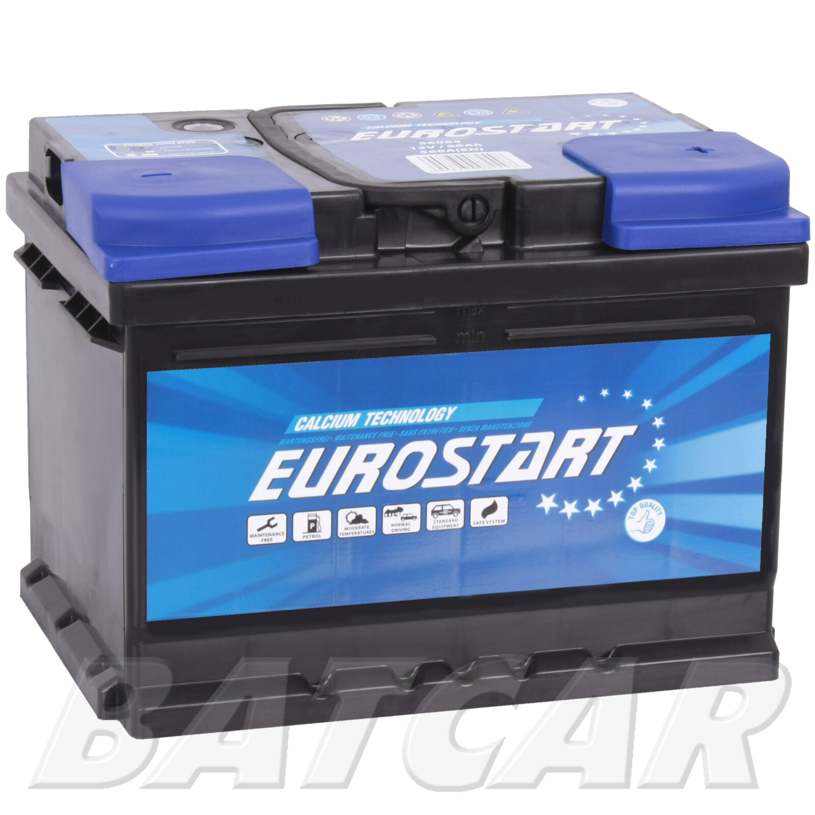 Autobatterie 60Ah EUROSTART 12V 60 Ah 560A EN QUALITÄTSBATTERIE NEU ...