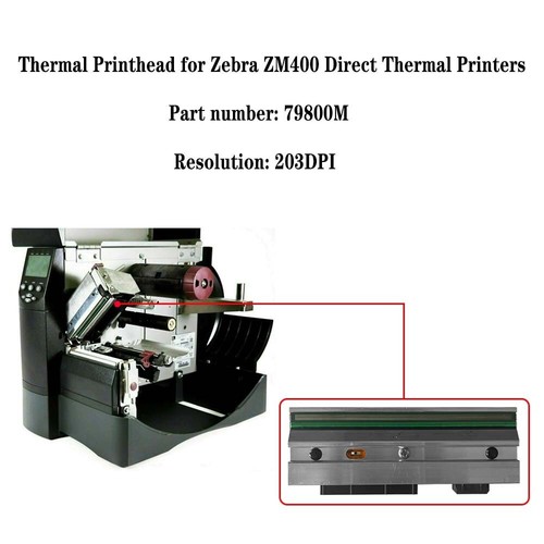 1Pcs 79800M Print head for Zebra ZM400 203dpi Thermal Barcode Label ...