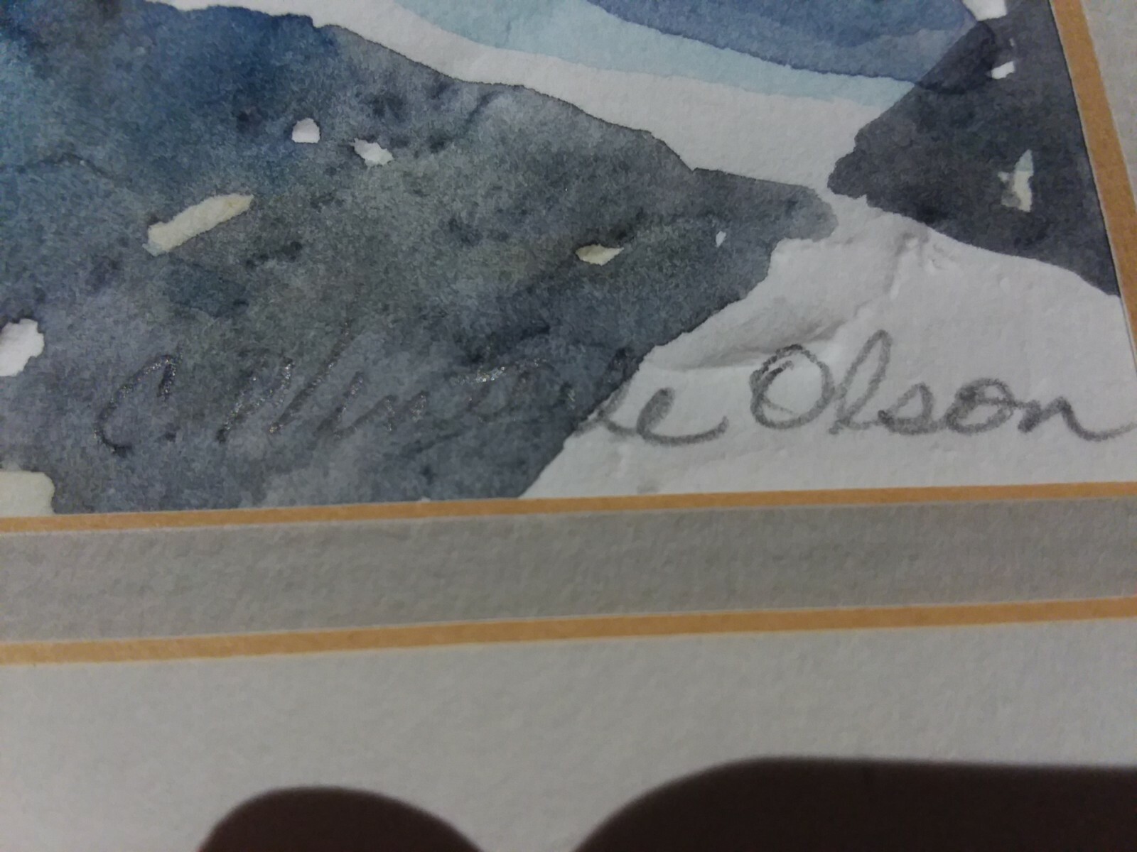 Large C. WINTERLE OLSON Embossed WATERCOLOR. 1980S museum collection 22 ...