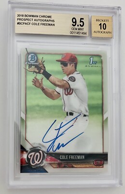 2018 Bowman Chrome Cole Freeman 1st Bowman Auto BGS 9.5/10 Nationals ...
