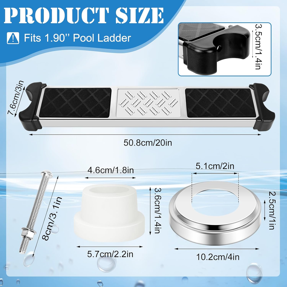 4Pcs Stainless Steel Pool Ladder Steps Replacement with Pool Ladder ...