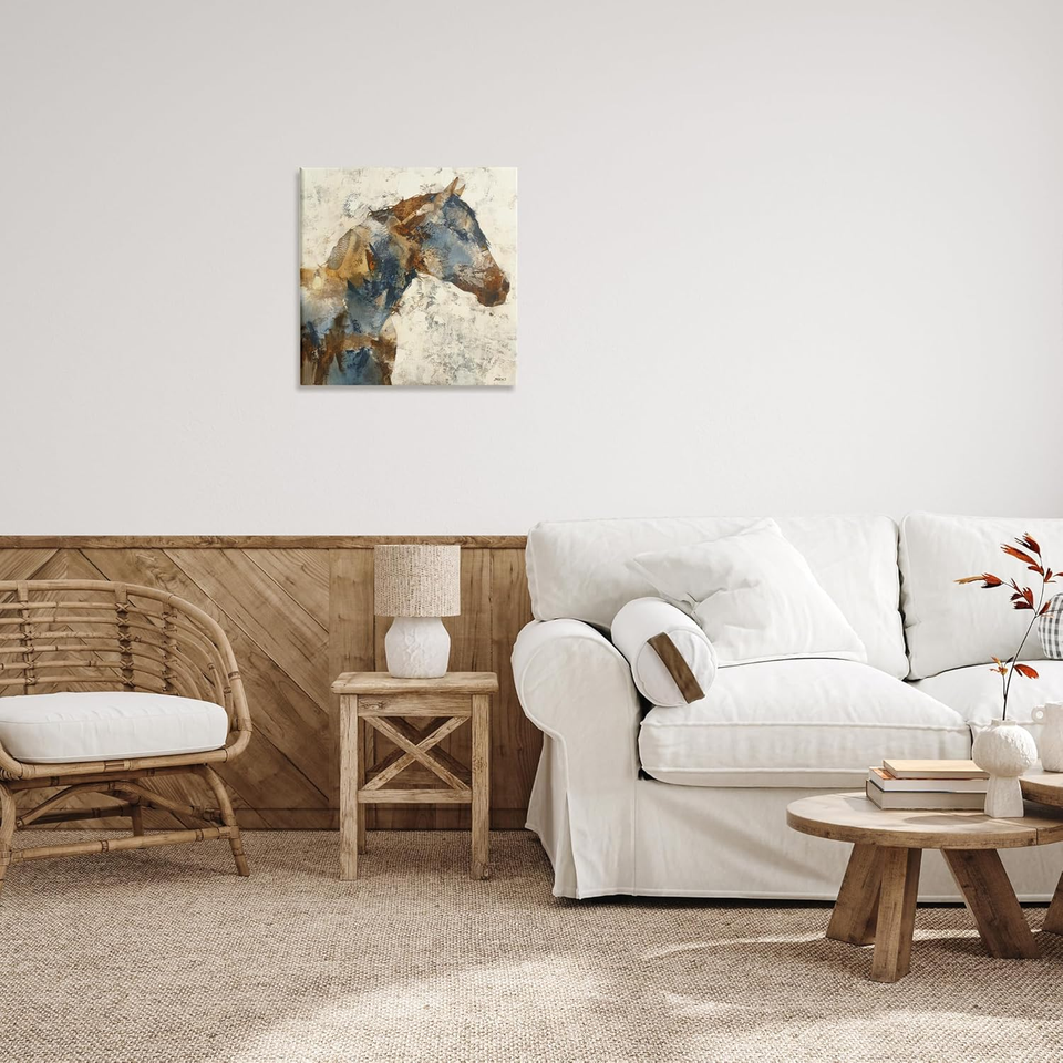 Abstract Horse Layered Blocked Strokes Earth Tones Canvas Wall Art ...