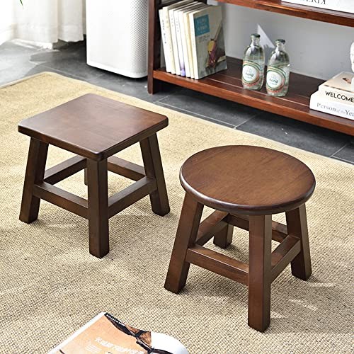Solid Wood Stool 10 inch Wooden Stool for Kids Small Short Stool Brown ...
