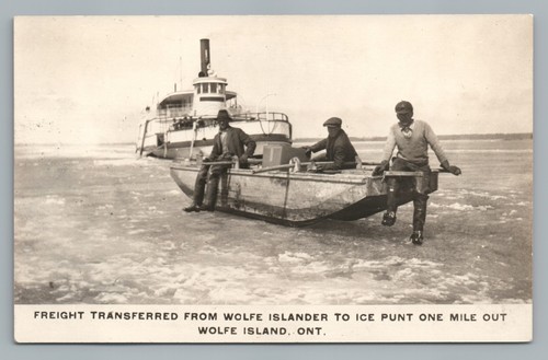Ice Freighter—Wolfe Island RPPC Ontario KINGSTON—Rare Antique Boat ...