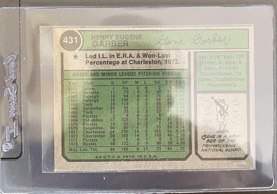 1974 Topps Gene Garber #169 RC “MINT” Kansas City Royals ROOKIE BEAUTY ...