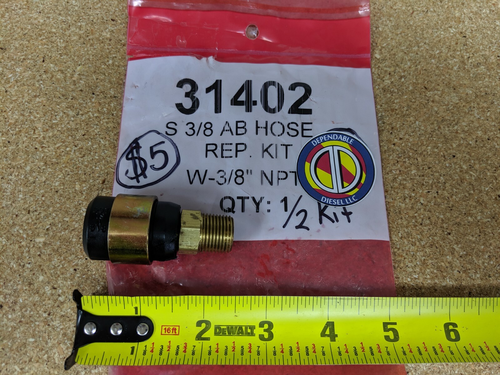 1/2 Kit Semi Truck Trailer Air Brake Hose Field Repair Kit 3/8" NPT PDC ...
