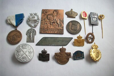 SWEDEN SHOOTING MEDAL / MILITARY / SPORTS PINS & MEDALS LOT OF 17 ITEMS ...