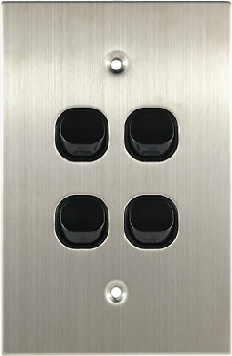 Connected Switchgear Stainless Steel 4 Gang Light Switch Black | SS ...