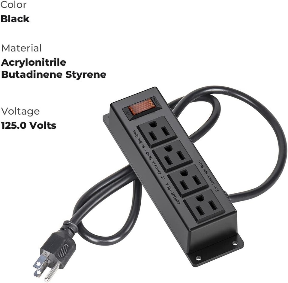 Wall Mount Power Outlet Strip 4 Outlet Mountable Power Strip with ...