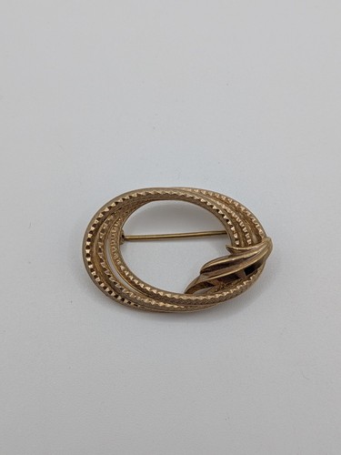 Vintage DCE Oval Wreath Pin Brooch 1/20 14K GF. #384 Gold Tone Textured ...