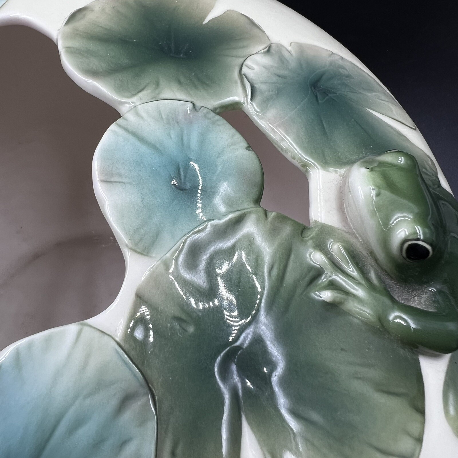 Franz Porcelain Amphibia Frog and Lily Pad Large 3-D Centerpiece Bowl ...