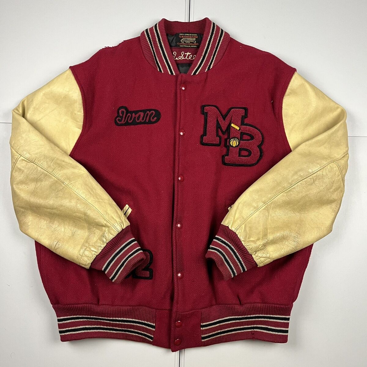 Vintage 80s 90s Varsity Letterman Jacket Wool Leather Red XL Vintage 80s 90s Varsity Letterman Jacket Wool Leather Red XL
