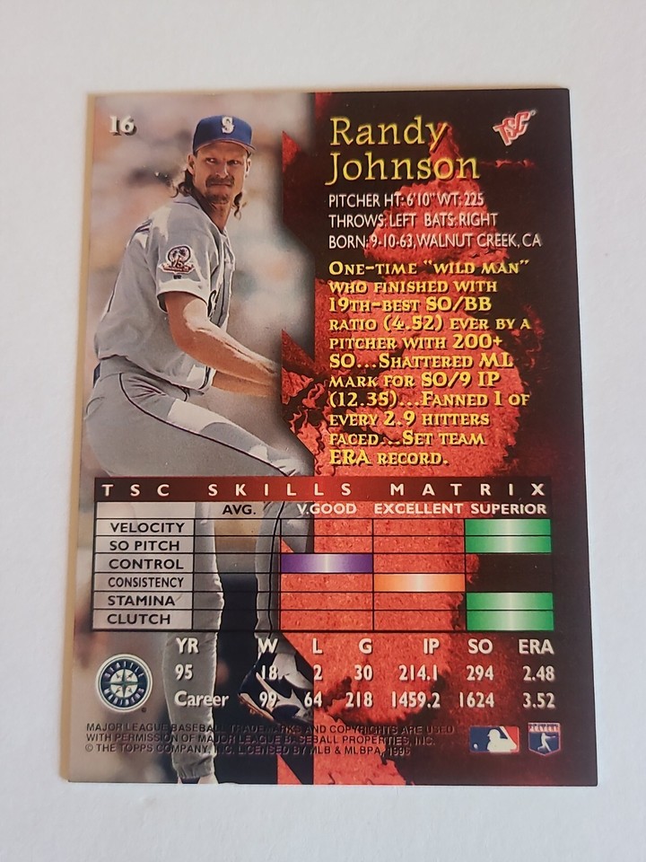 1996 TOPPS STADIUM CLUB MANTLE CEREAL BOX SILVER PARALLEL #16 RANDY ...