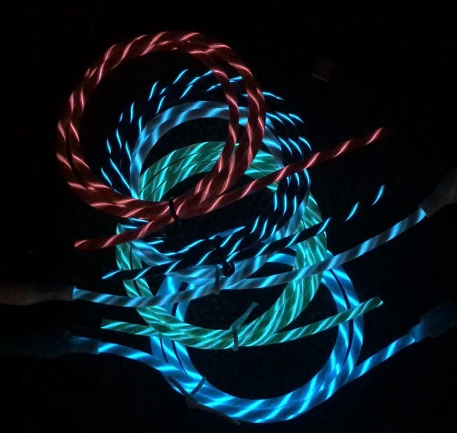 3Ft Visible Flowing LED Light Up Charging Cable Type C with Data Sync ...