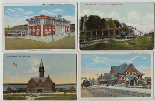5 Old Indiana Railroad Depots Trains Evansville Terre Haute Valparaiso ...