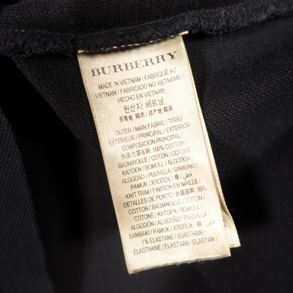 Burberry Uniform Polo T Shirt Mens Medium Black Short Sleeve Designer ...
