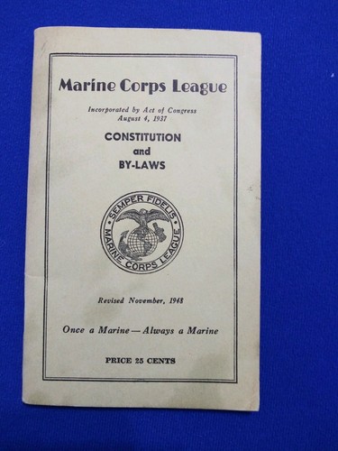 Marine Corps League Constitution and Bylaws book Vintage | eBay UK