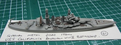 USS California WWII Battleship by Superior, Scale 1/1200 1/1250 Ship ...